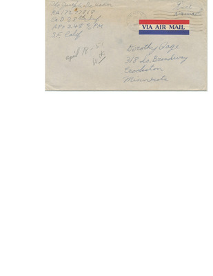 "1951-04-09, Joseph to Dorothy" by Dorothy Page and Joseph DeHaan