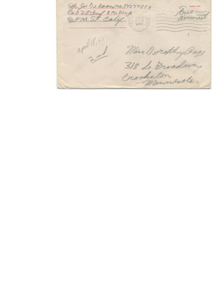 "1951-04-11, Joseph to Dorothy" by Dorothy Page and Joseph DeHaan