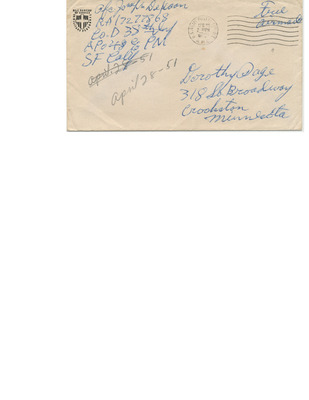"1951-04-20, Joseph to Dorothy" by Dorothy Page and Joseph DeHaan