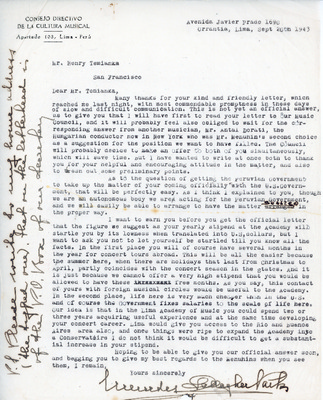 "Henri Temianka Correspondence; (gallagher)" by Mercedes Gallagher