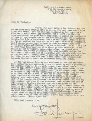 "Henri Temianka Correspondence; (persinger)" by Louis Persinger