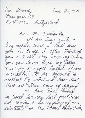 "Henri Temianka Correspondence; (shumsky)" by Eric Shumsky